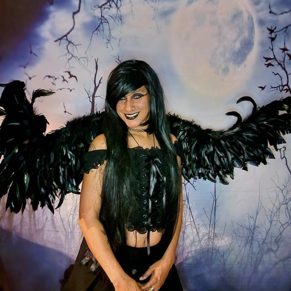 Deluxe Black Phoenix Feather Wings, Extra Large Blackbird Feather Wings ...