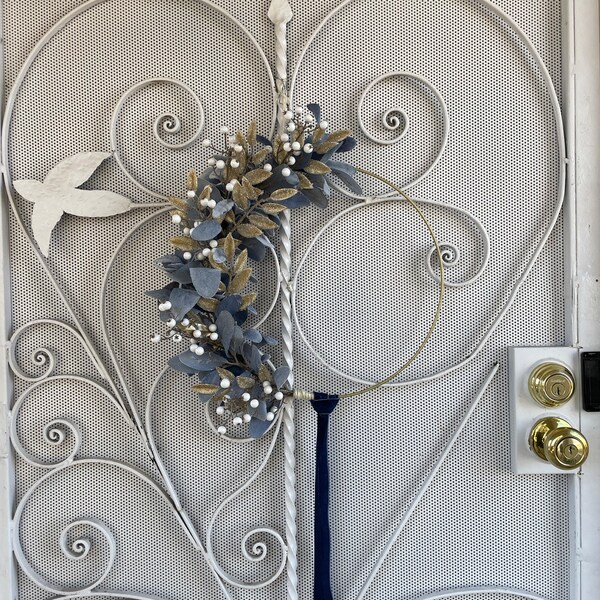 Pampas and Blue Lambs Ear Wreath, Fall Pampas Wreath, Autumn Wreath for ...