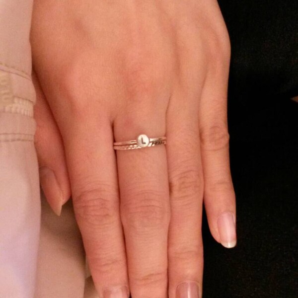 Roots Stack One Ring. Monogram Initial Stack Sterling Stack Ring - Etsy