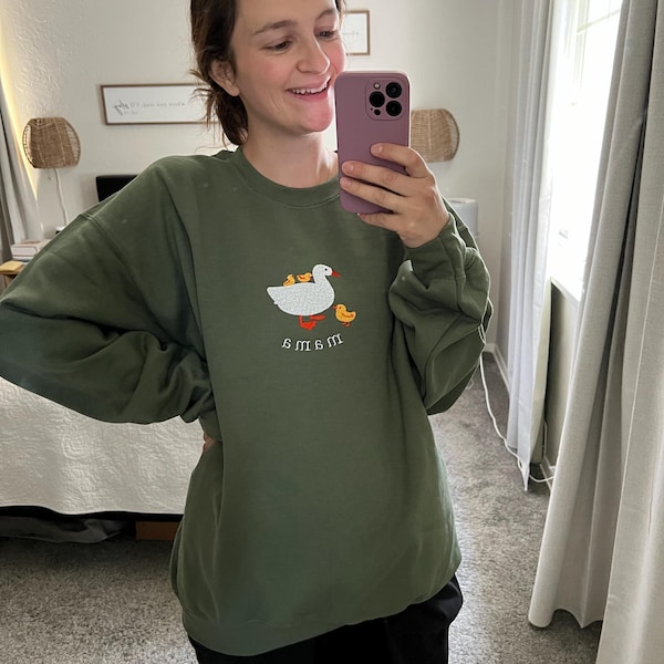 Embroidered Fall Leaves Crewneck, Cute Fall Foliage Sweatshirt, Autumn ...