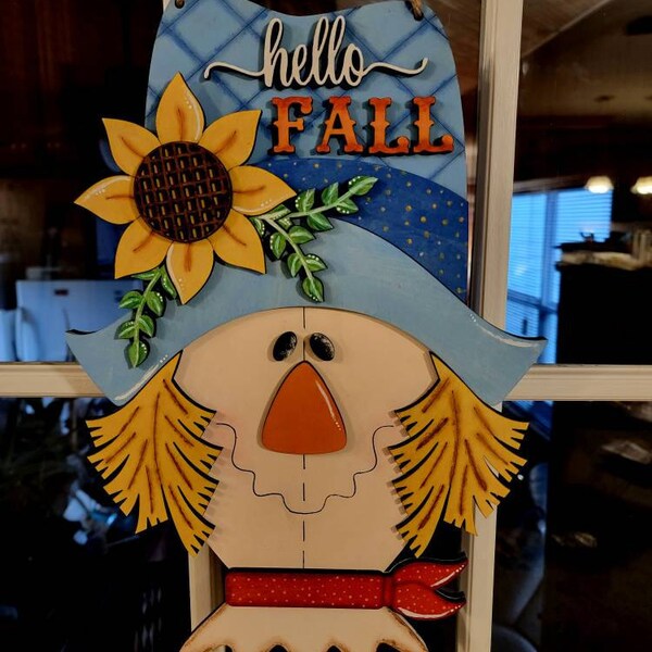 Hello Fall Scarecrow Door Hanger | Thanksgiving | Door Hanger | SVG ...