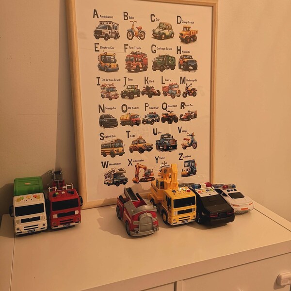 Cars Alphabet Learning Poster Printable for Preschool Classroom ...