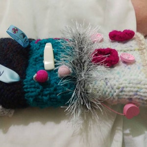 Sensory Muff, Fiddle Muff, Knitted Twiddle Muff, for Dementia ...