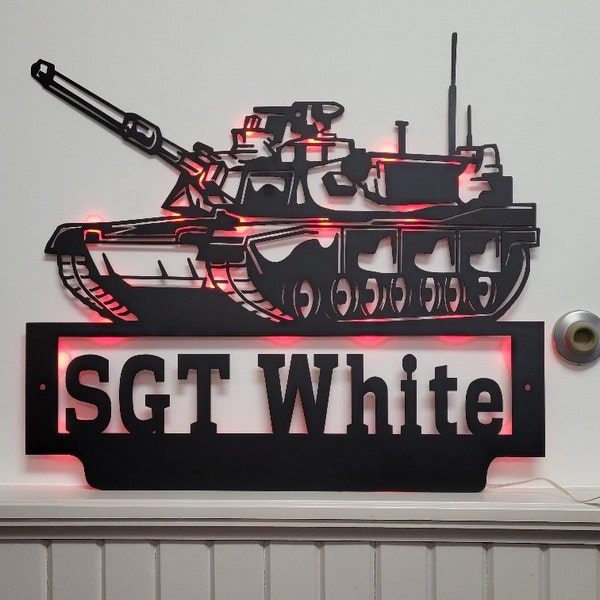 Custom US Military Tank Metal Sign With LED Lights, Personalized US ...