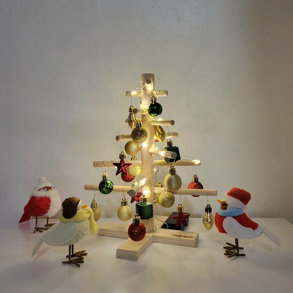Modern Wood Dowel Christmas Tree, Scandinavian Style Tabletop Decor ...
