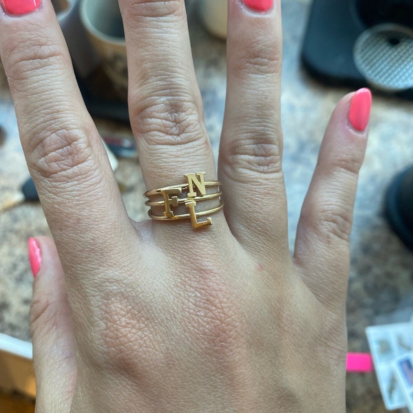Gold Letter Ring / 14K Solid Gold / Letter Ring / Initial Gold Ring ...