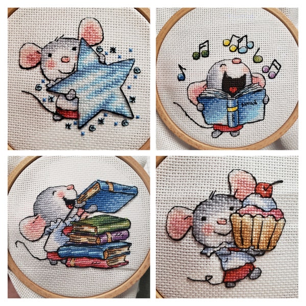 Cross Stitch Pattern "merry Mice" DMC Chart Embroidery Printable PDF ...