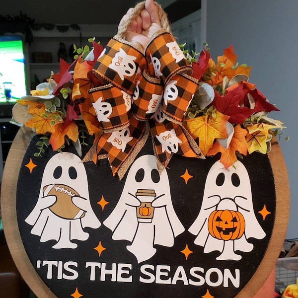 Halloween Front Door Decor | Halloween Wreath | 'tis the Season | Ghost ...