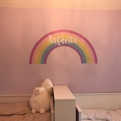 Rainbow Custom Name Wall Decal Girls Personalized Name Rainbow Wall ...