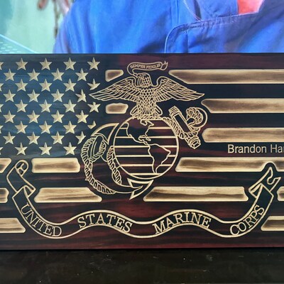 Rustic American Marine EGA Wooden Flag Custom Made From - Etsy