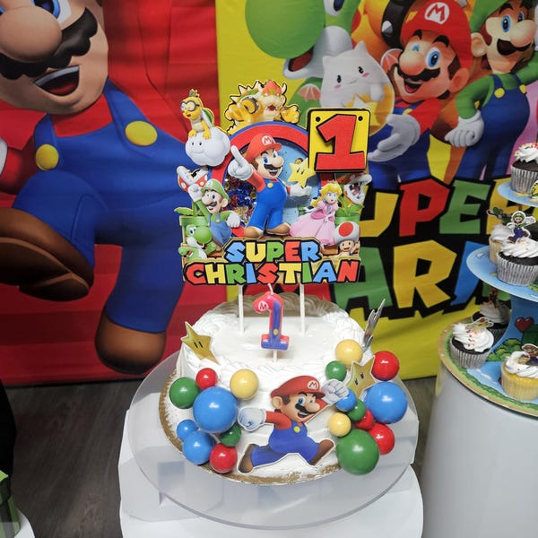 Super Mario Cake Topper, Mario Cake Topper Shaker With LED Lights ...