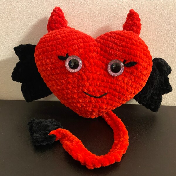Plush Devil Heart PATTERN Crochet Heart Shaped Plush Tutorial Pdf ...