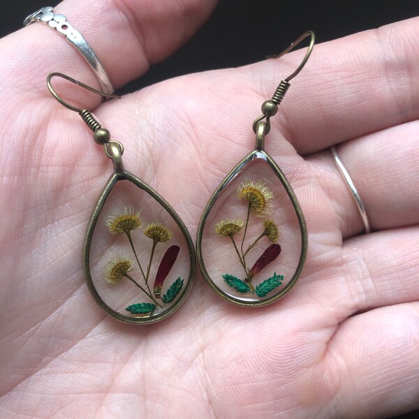 Pressed Flower Earring, Resin Jewellery, Real Flower Jewelry, Botanical ...