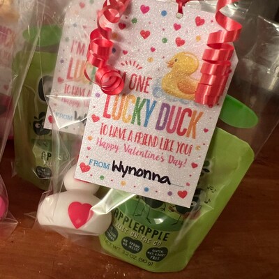 Rubber Duck Valentine's Day Gift Tags Valentine Lucky Duck Tag ...