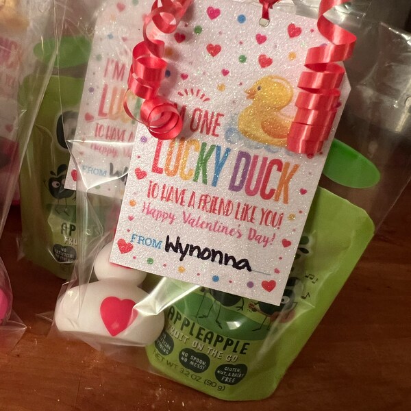 Rubber Duck Valentine's Day Gift Tags Valentine Lucky Duck Tag ...