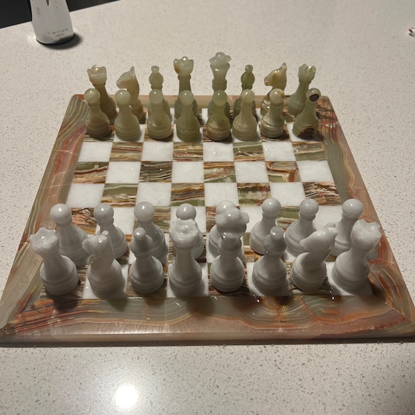 Chess Set Handmade Green Onyx Marble Chess Set Best Selling Chess Set ...