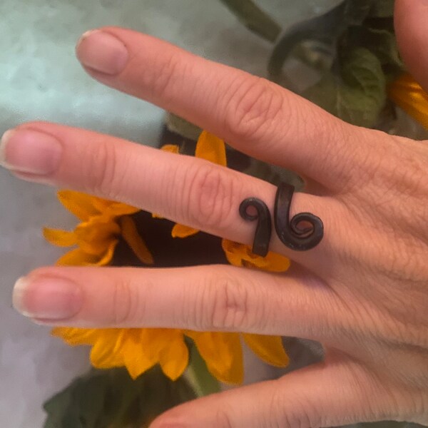Iron Ring, Forged Iron Ring, Double Scroll Ring, Rustic Iron Ring, Iron ...