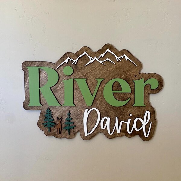 Custom Woodland Theme Name Sign, Wildlife Nursery Decor, Woodland 3D ...