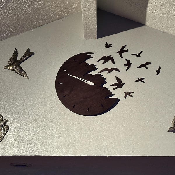 Birds Wall Clock, Bird Flying Clock, Modern Wall Clock Unique ...