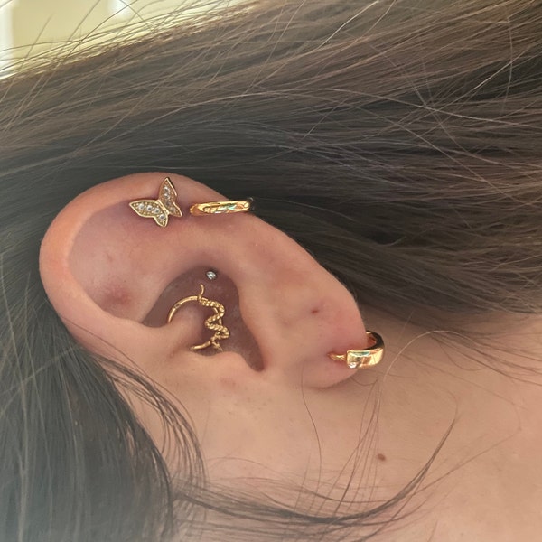 16g Dainty Snake Daith Earring, Daith Hoop, Daith Ring Clicker, G23 ...