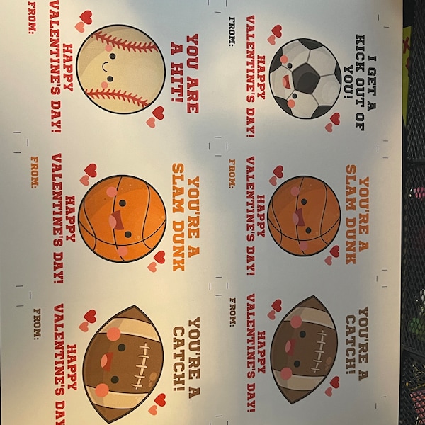 Valentine's Day Cards - Sports - Baseball - Basketball - Football ...