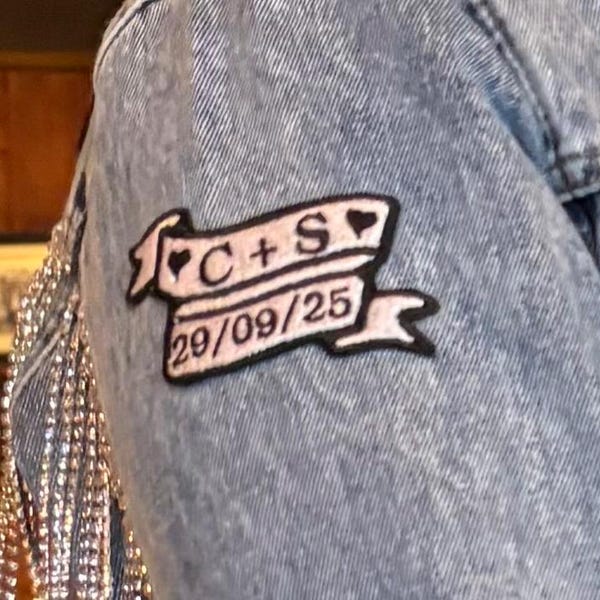Personalised Initials and Date Sew on Embroidered Patch, Patches for ...