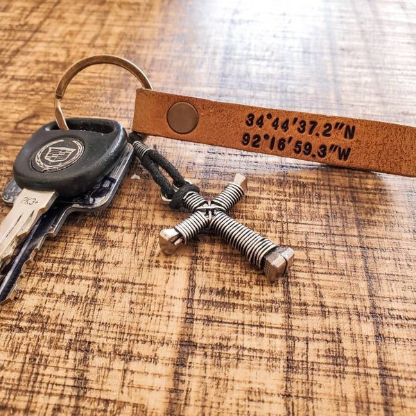Personalized Leather Keychain Custom Leather Keychain Monogrammed ...