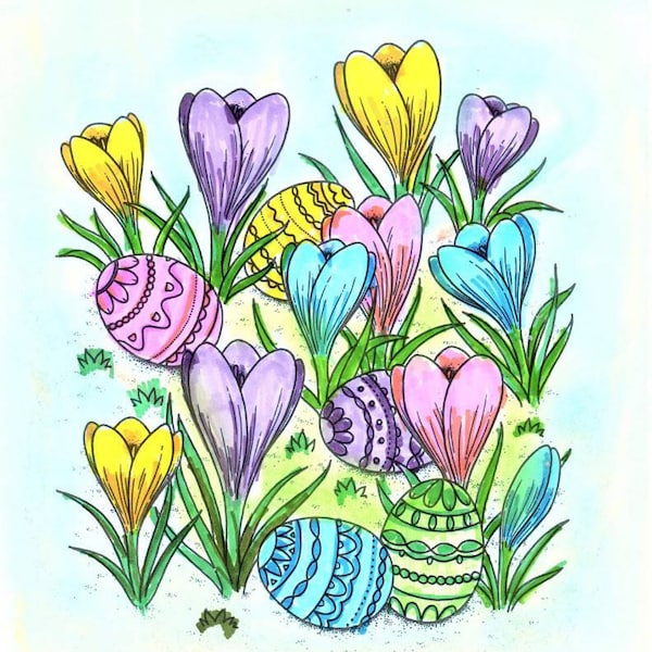 Printable Digital Coloring Book for Grownups, HELLO SPRING, Adult ...