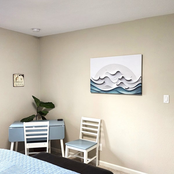 Ocean Waves Wall Art - Open Backed Stretched Canvas Print, Matte Canvas ...