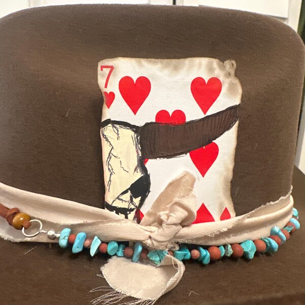 Hand Painted Hat Cards, Hat Accessories, Western Boho Hat Decoration ...