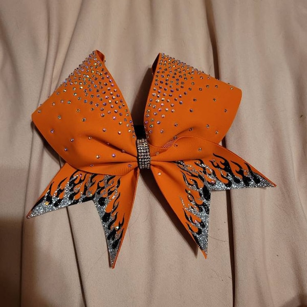 This Girl is on Fire Cheer Bow- Orange, Black, and Silver- Bows for ...