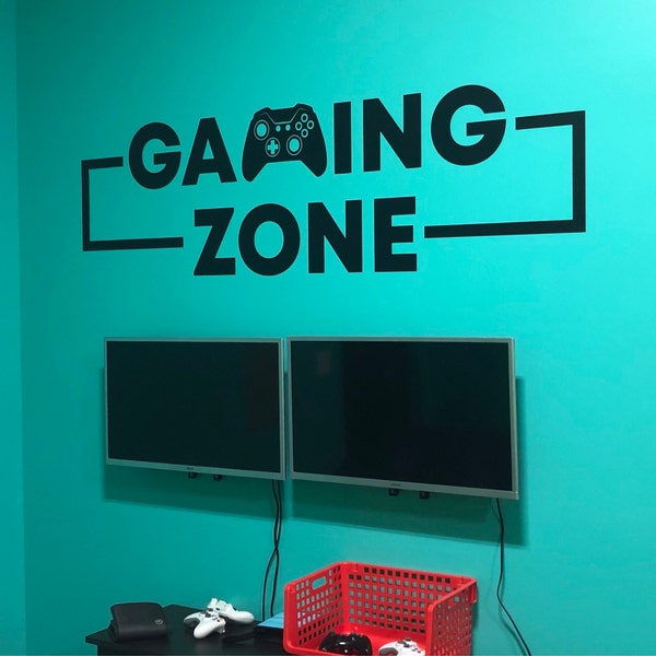 Gaming Zone Video Game Controller Wall Decal, Gaming Room Decor, Vinyl ...