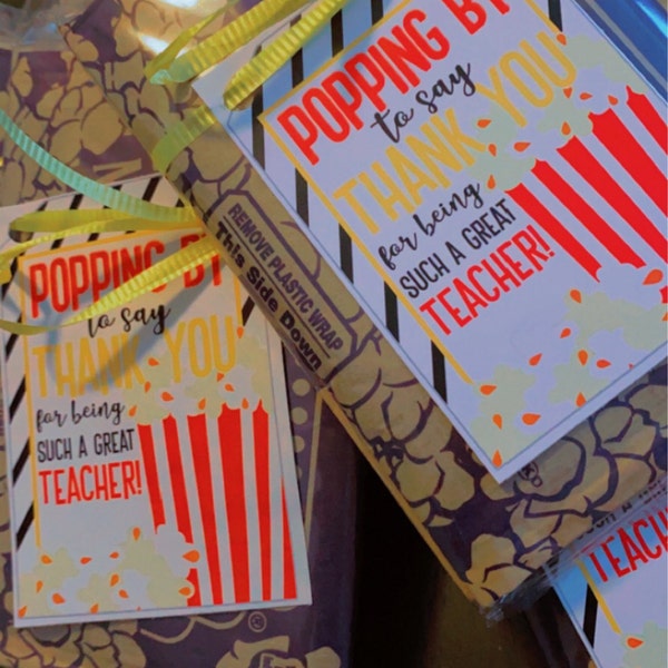 Popcorn Teacher Appreciation Printable Gift Tags, Popping by to Say ...
