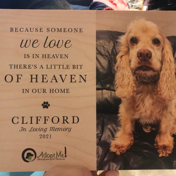Dog Memorial Grief Gift, in Memory of Dog Quote and Photo on Wood ...