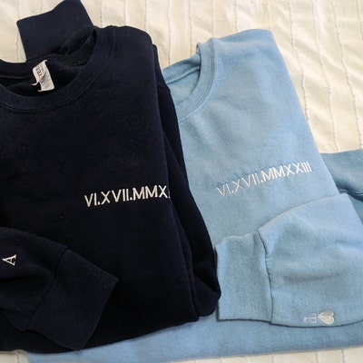 Custom Embroidered Roman Numerals Sweatshirt for Couples, Add Your ...