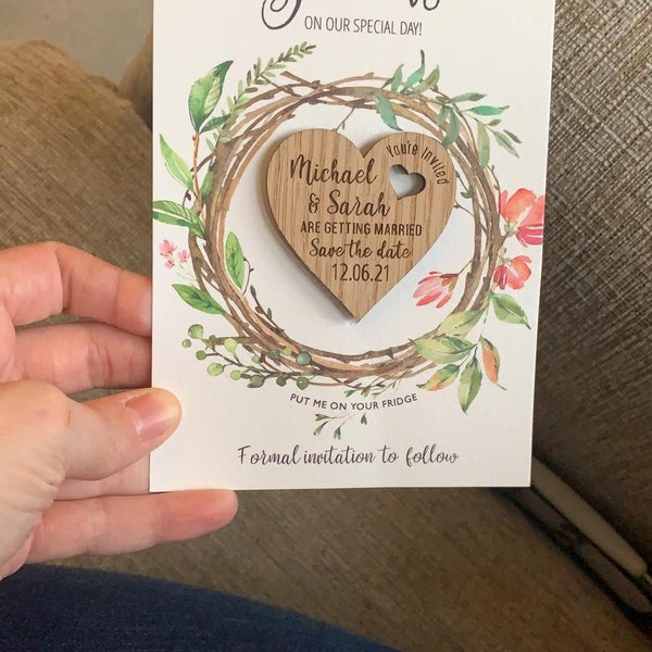 Save the Date Magnet & Cards, Unique Save the Date Cards, Boho Wedding Magnet, Fridge Rustic ...