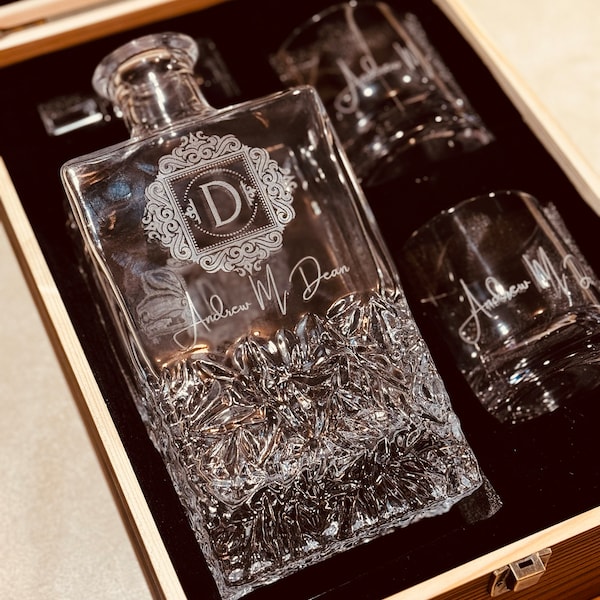 Personalized Whiskey Decanter Set With Premium Engraving Quality, Great ...