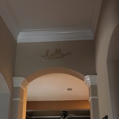 Hello Script Wood Sign wood Sign Art, Wooden Hello, Hello Sign, Laser ...