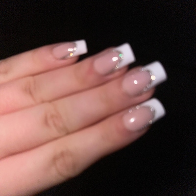 SHARP FRENCH White Nails-french Nails-press on Nails-party Nails ...