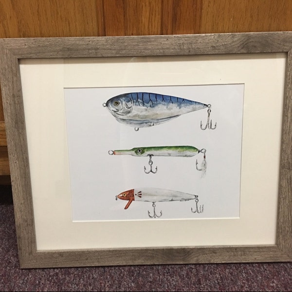 Saltwater Lure Watercolor Print. Fishing Watercolor. Fisherman Art ...