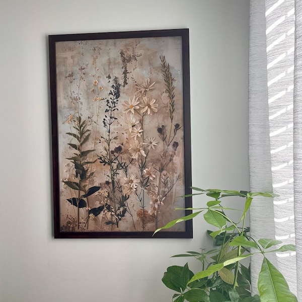 Pressed Flower Print Gift for Nature Lover Wildflower Wall Art Vintage ...