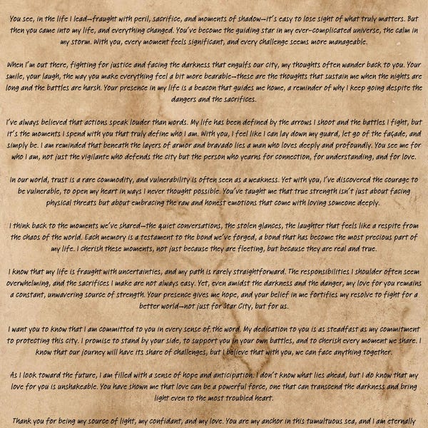 Green Arrow Oliver Queen Love Letter | Dc Arrow Merch - Etsy