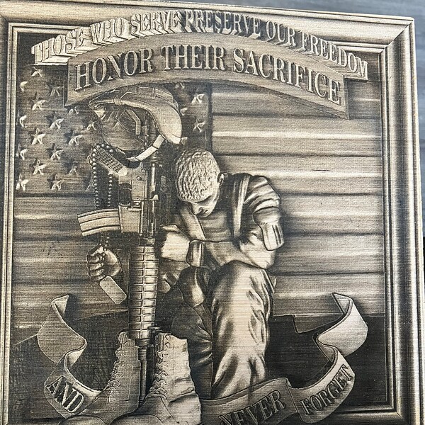 Digital Engraving File - Fallen Soldier Honor 3D Illusion File for Wood ...