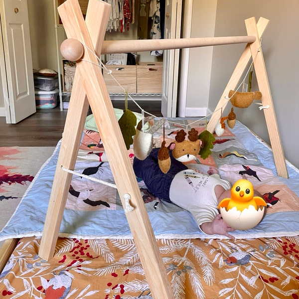 Monochrome Wooden Play Gym/ Wooden Play Gym / Montessori Play Gym/ Baby ...