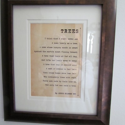 TREES by Joyce Kilmer Poster Nature Poem Print Poetry About Nature and ...