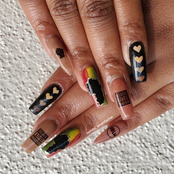 SYMBOL Nail Decals "black Lives Matter #BLM Fist Protest" Nail Art Set ...