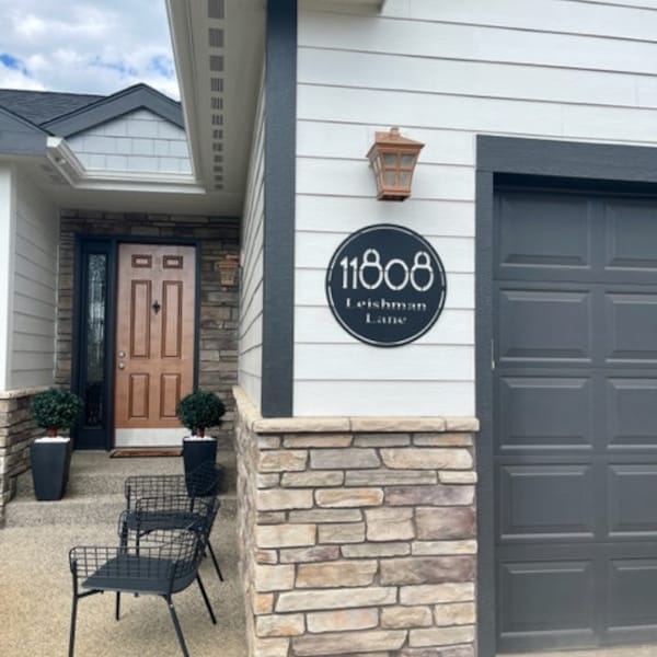 Personalized Round Address Metal Sign - Modern Address Signs - Etsy