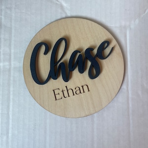 Monogram Door Hanger Name Sign Personalized Round Wooden - Etsy