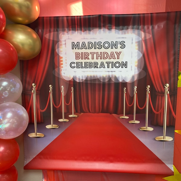 Personalized Hollywood Red Carpet Backdrop, Movie Theme Party Watch ...