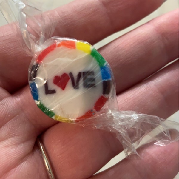 Rainbow Wedding Rock Candy Favors, Pink Lemonade LOVE Sweets (100 Pc ...